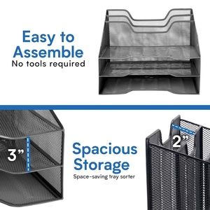 Office | Black Metal Mesh Five Compartment Organizer For Office Or Home ...